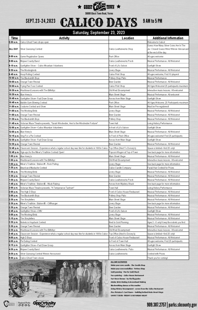 Calico Days at Calico Ghost Town – Parks